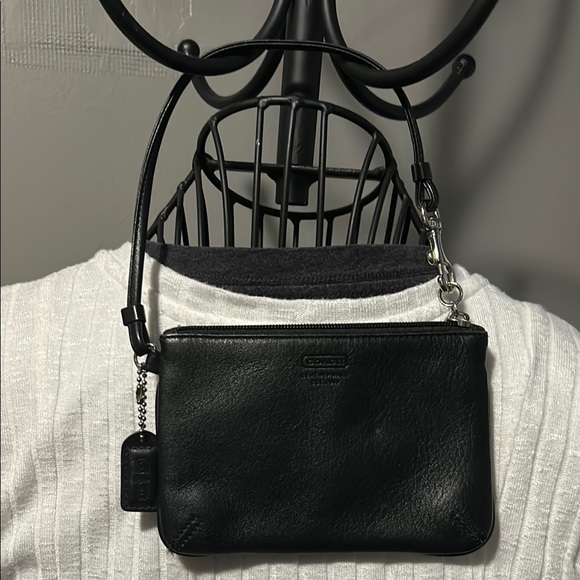 Coach | Bags | Coach Black Leather Clutch Wristlet With Silver Hardware ...